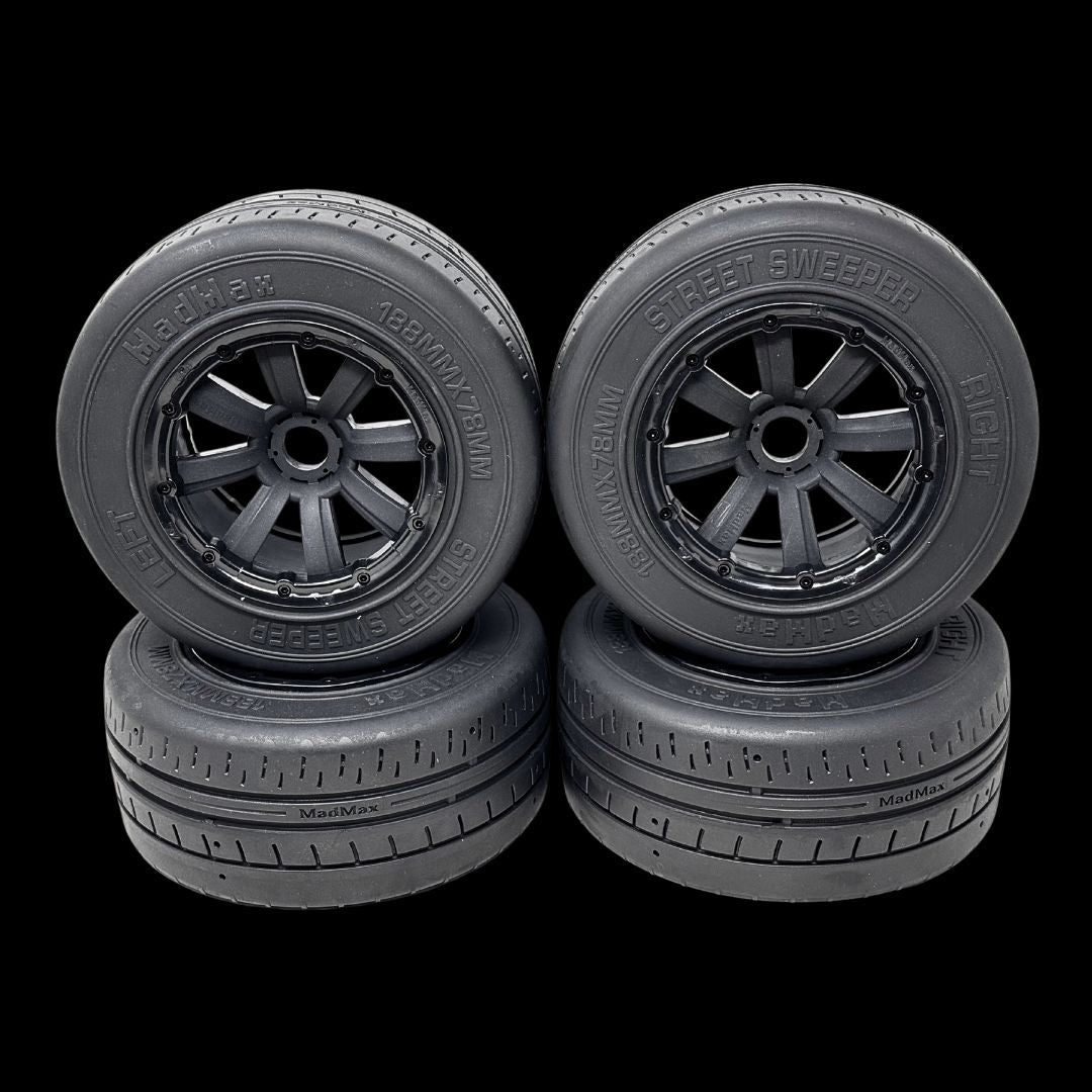 Mad Max 188x78mm Belted Wider Street Sweeper Tyre Wheel Set (4 ...